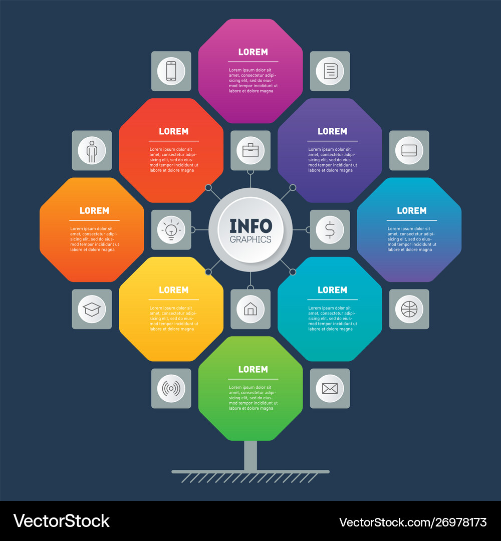 Business presentation concept with 8 options and Vector Image