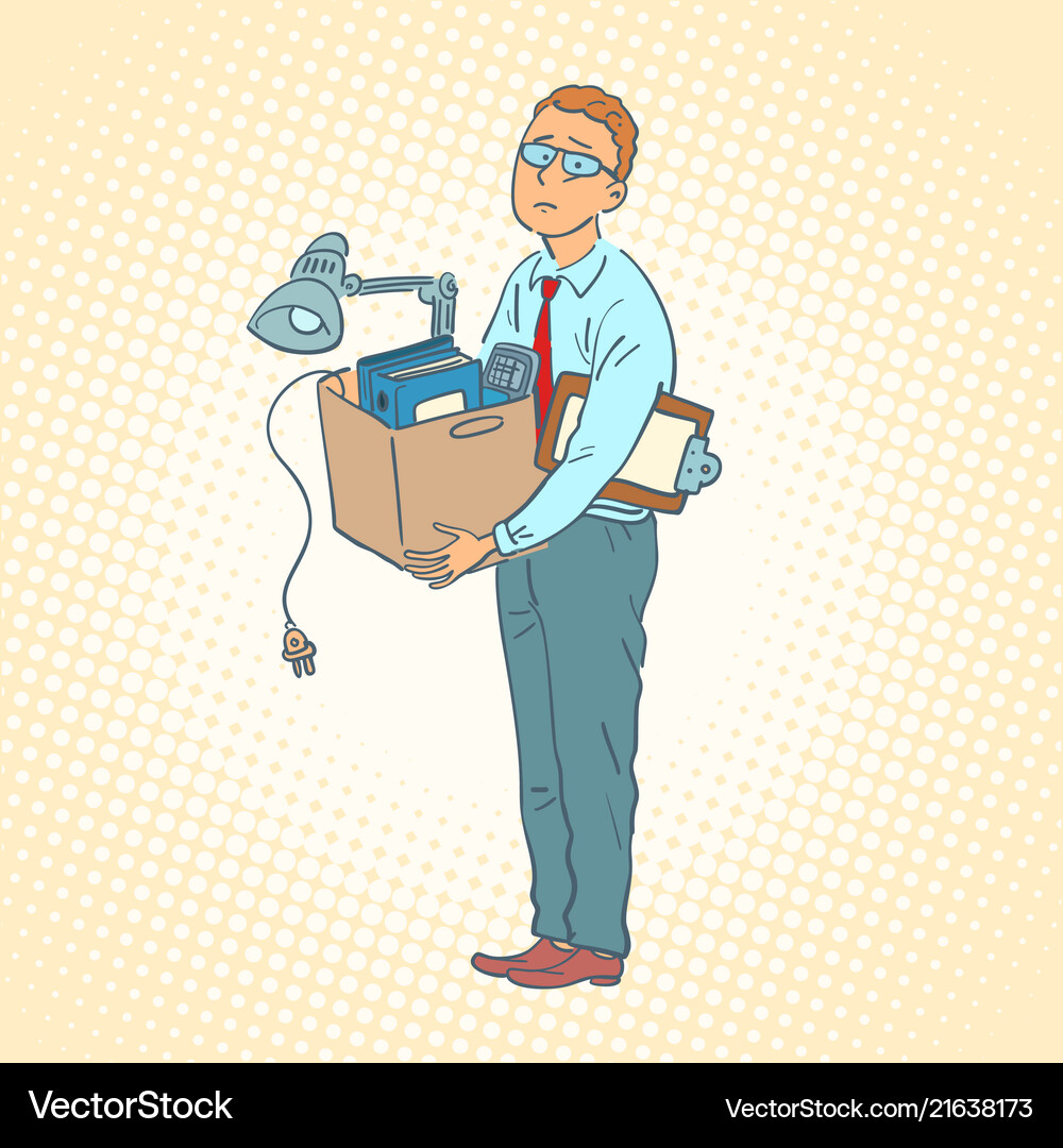 Businessman with box moving office Royalty Free Vector Image