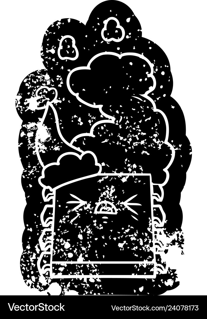 Cartoon distressed icon of a overheating computer Vector Image