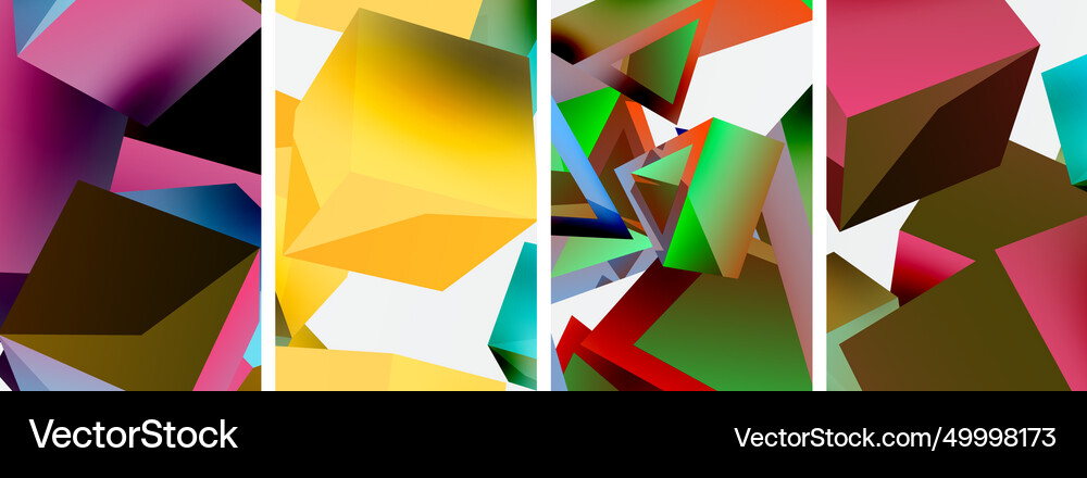 Composition of 3d cubes and other geometric Vector Image