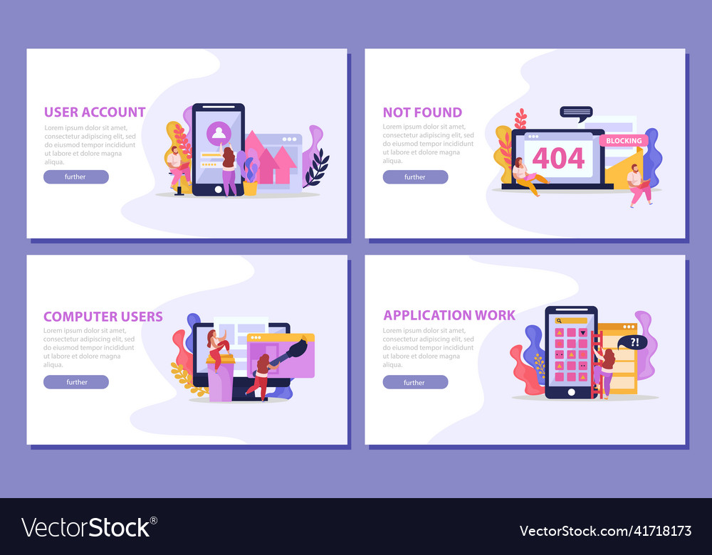 Computer users horizontal banners Royalty Free Vector Image