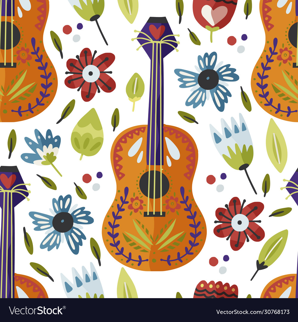 Guitar seamless pattern Royalty Free Vector Image