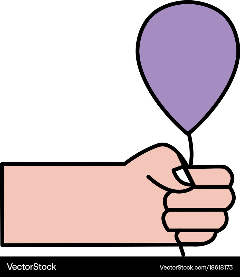 Hand with balloon design decoration celebration Vector Image
