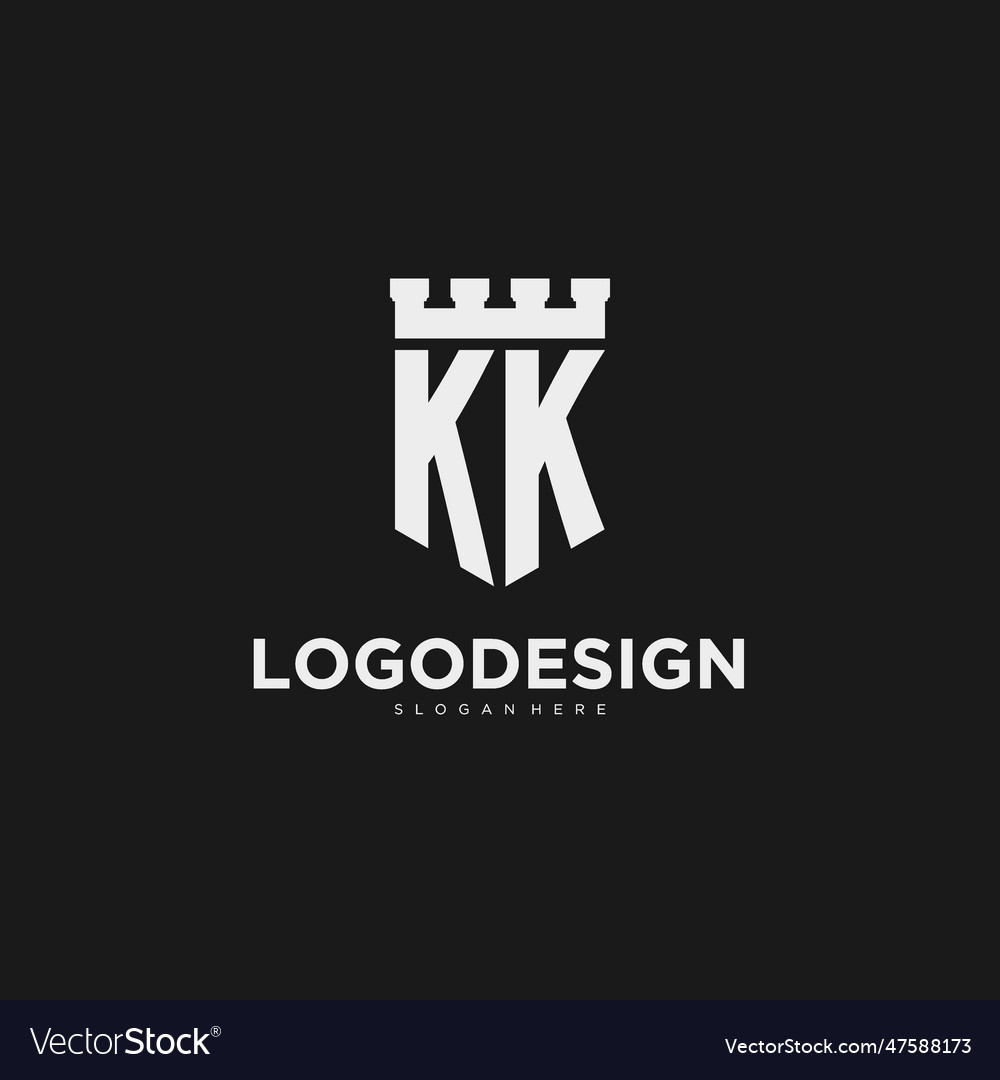Initials kk logo monogram with shield Royalty Free Vector Initials kk logo monogram with shield Royalty Free Vector