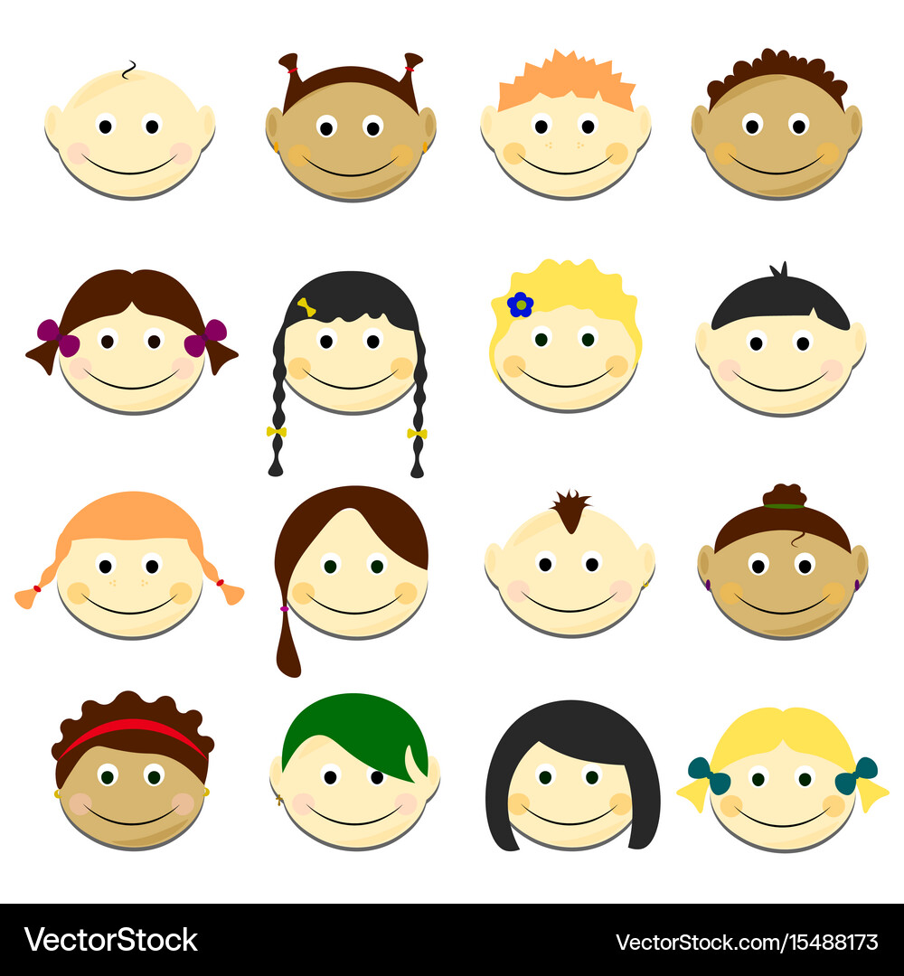Kids face set portraits with Royalty Free Vector Image