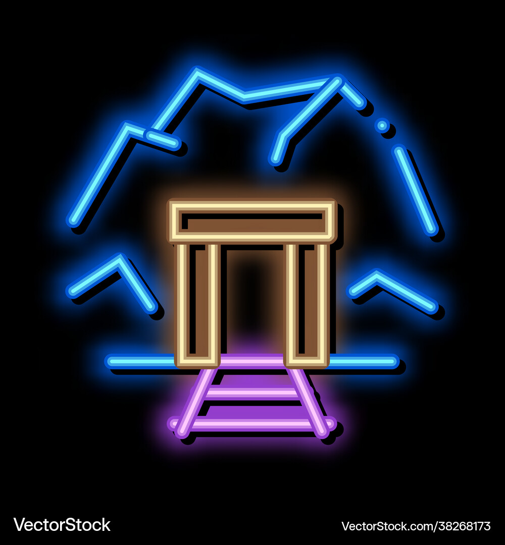 Mine entrance neon glow icon Royalty Free Vector Image