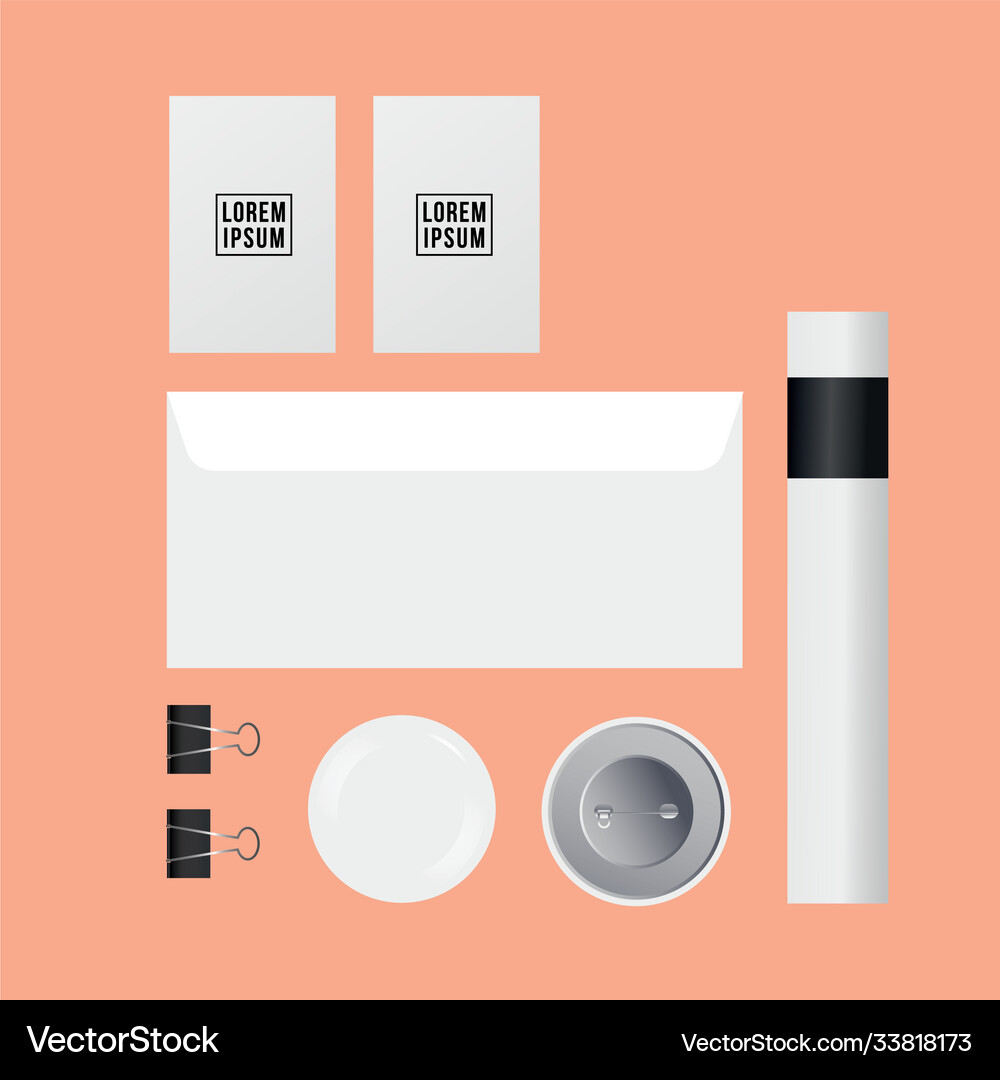 Mockup envelope pins and cards design Royalty Free Vector