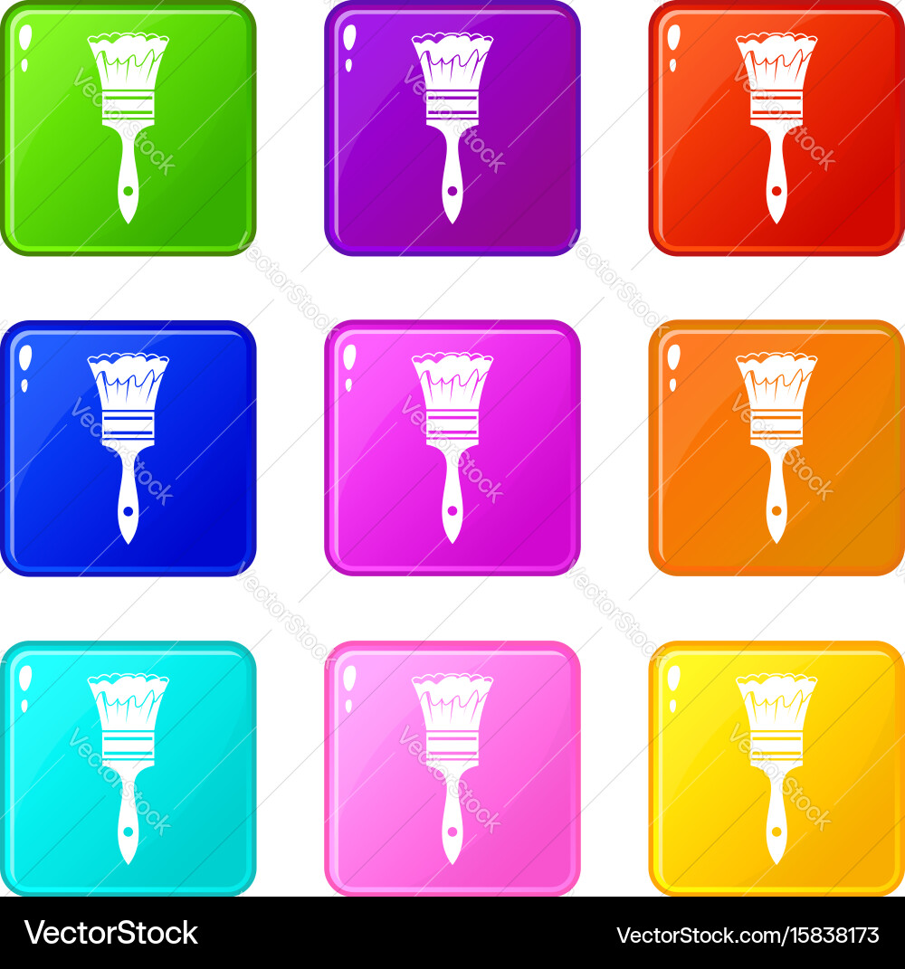 Paint brush icons 9 set Royalty Free Vector Image