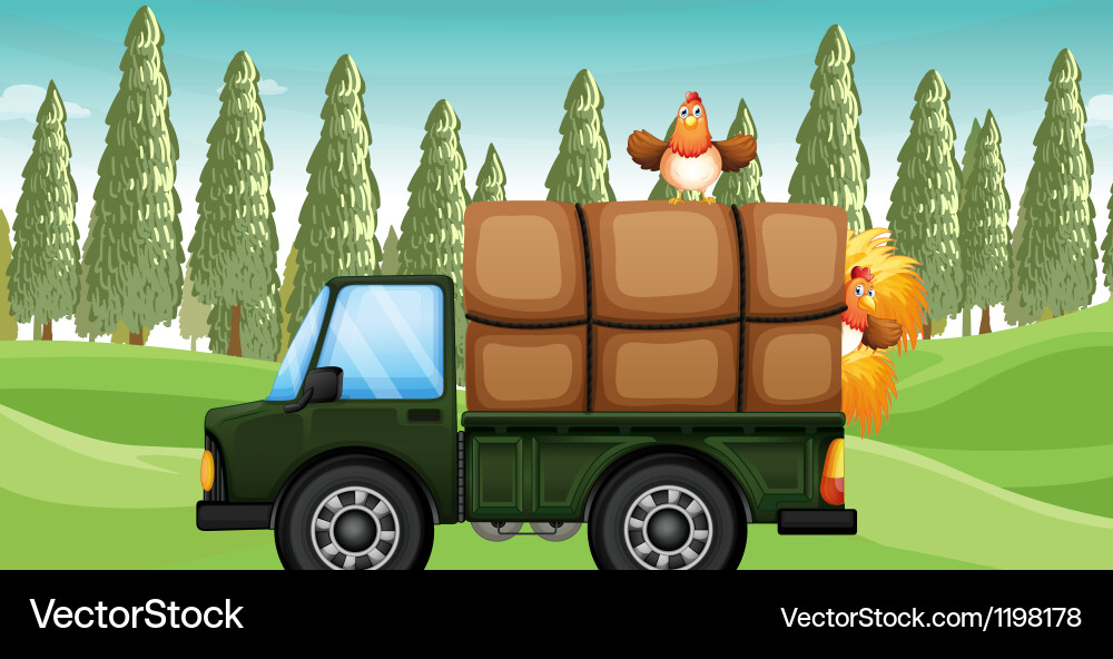 A chicken above truck Royalty Free Vector Image