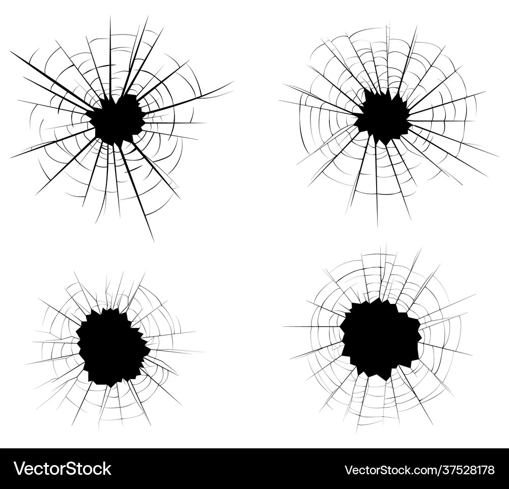 Broken glass cracks on glass isolated on white Vector Image