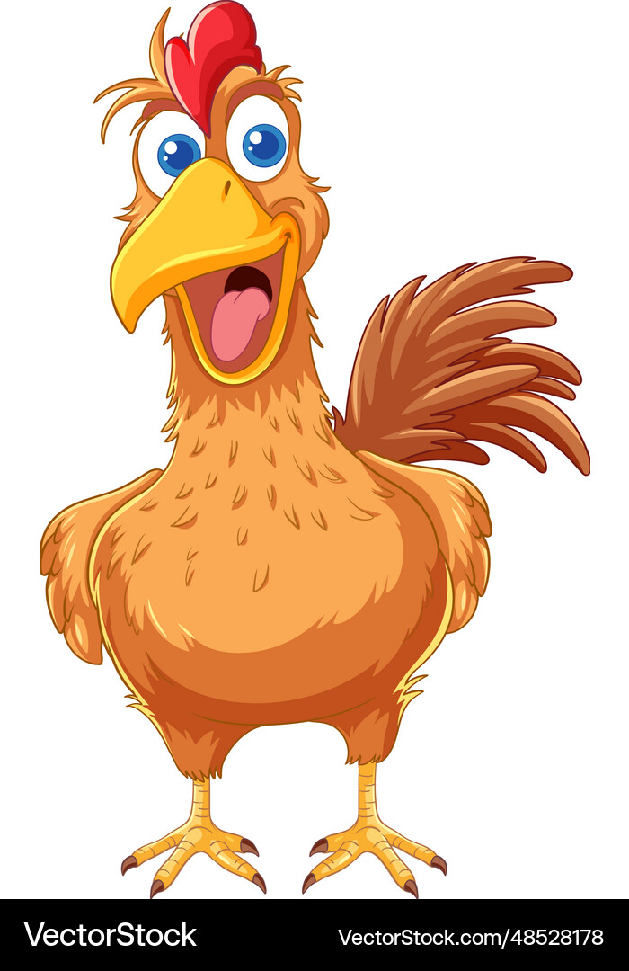 Brown happy chicken cartoon Royalty Free Vector Image