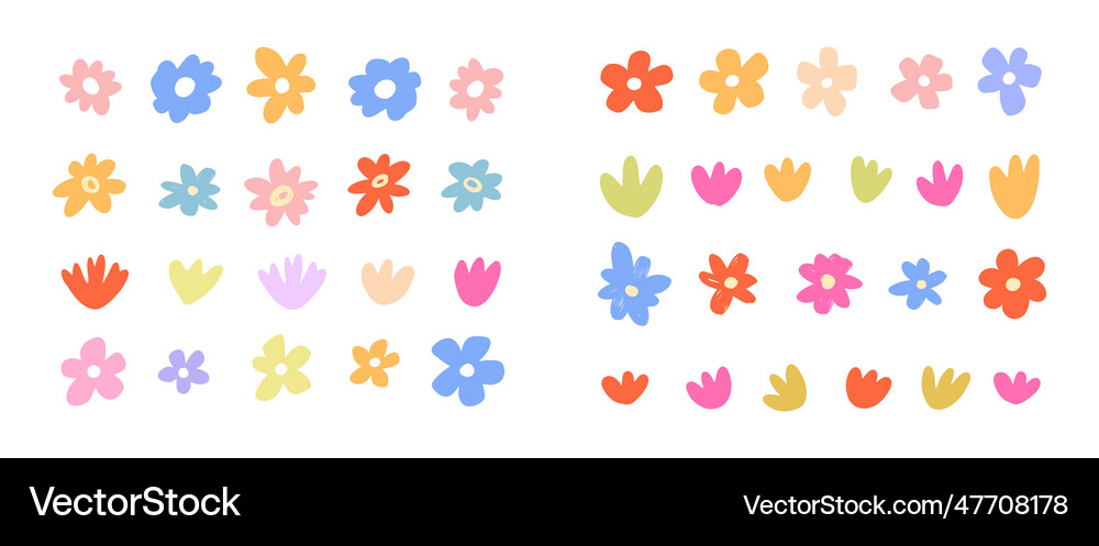 Floral doodle borders set flowers strokes Vector Image