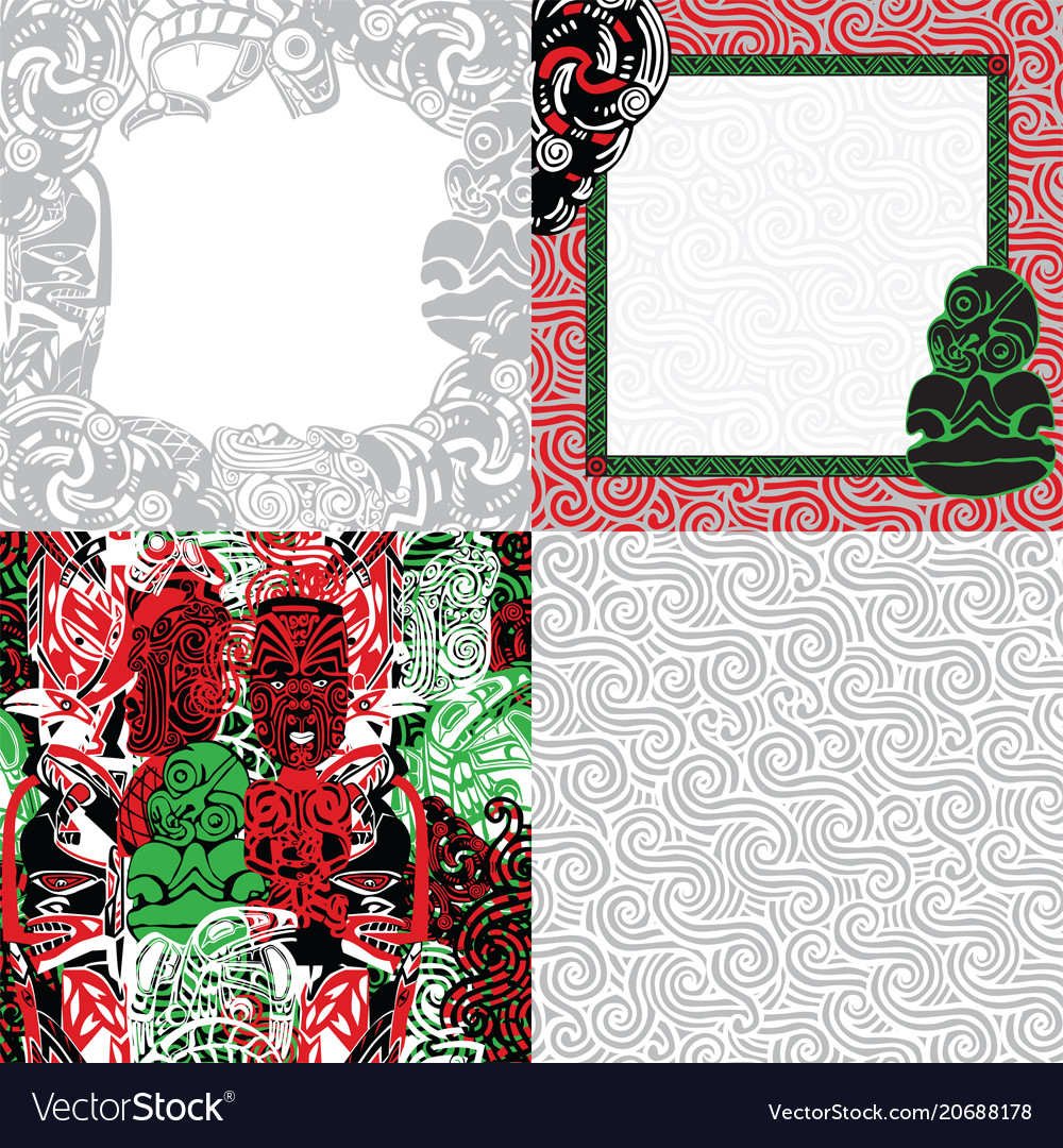 Frames and backgrounds patterns in polynesian Vector Image