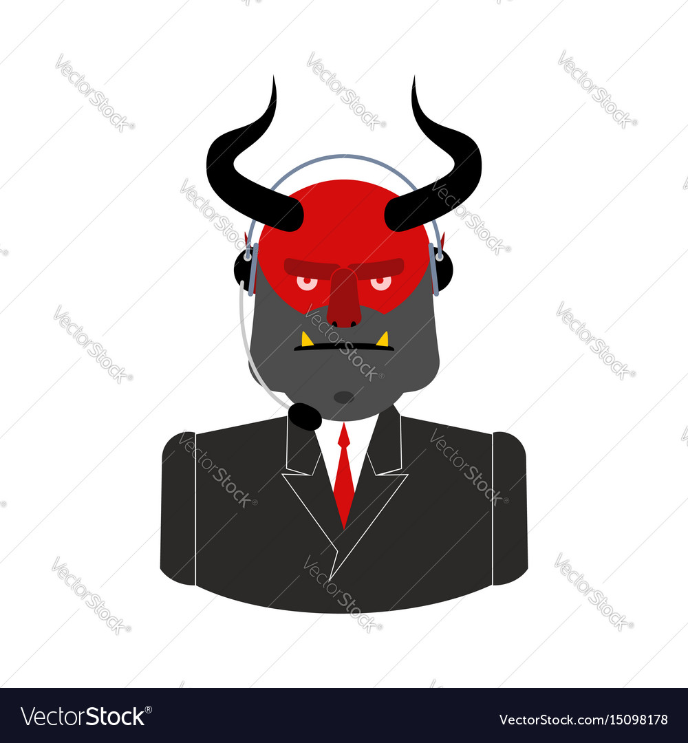 Hell call center satan with headset devil Vector Image