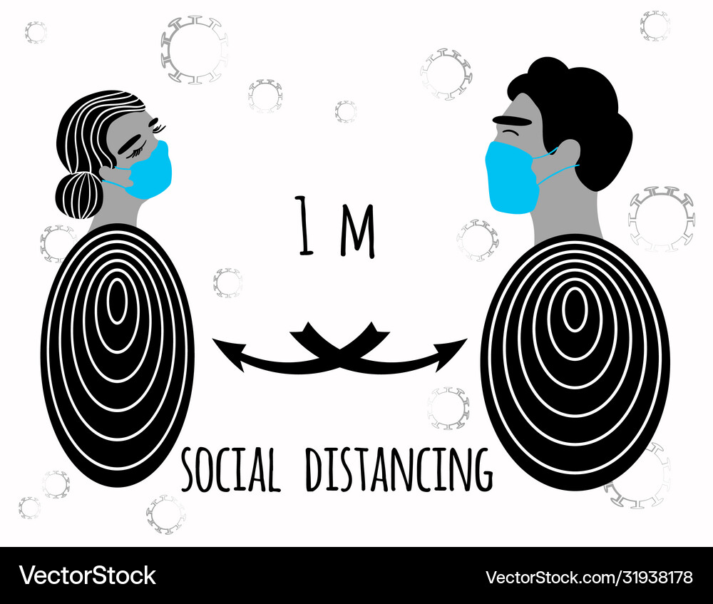Man and women who keep a minimum social distancing