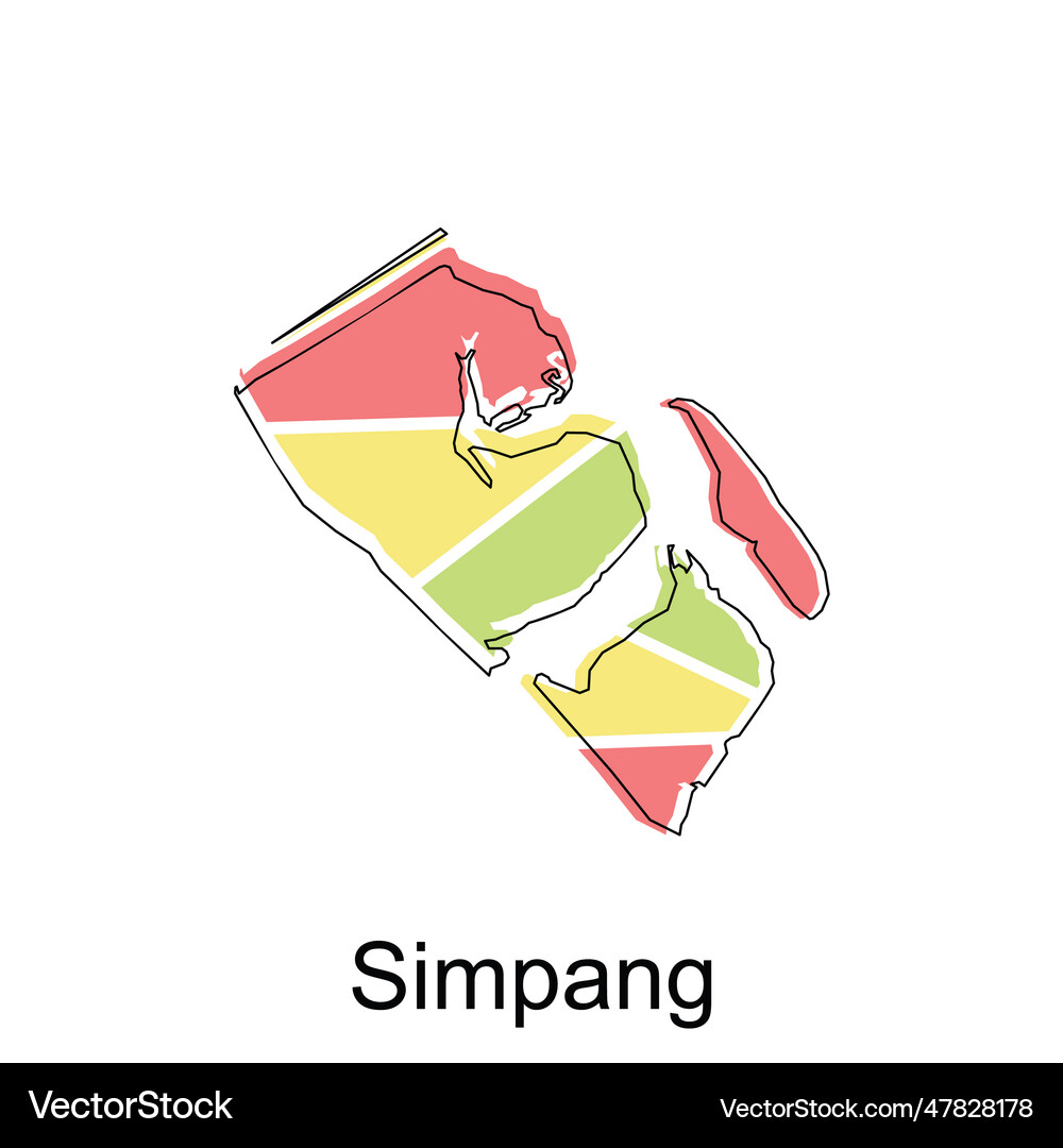 Map of simpang colorful template Royalty Free Vector Image