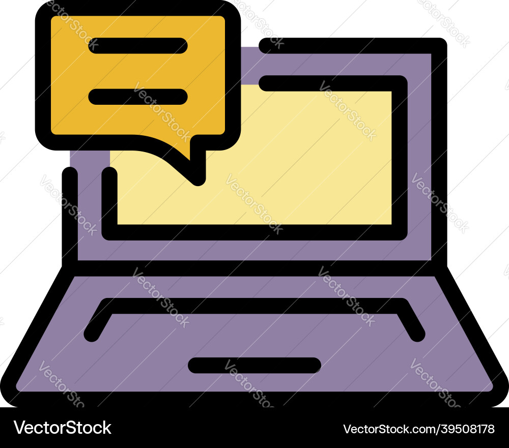 Message on laptop icon color outline Royalty Free Vector