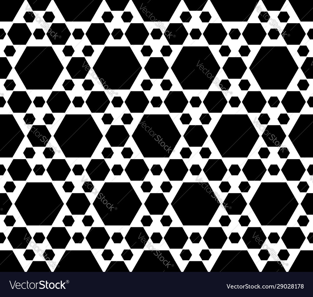 Monochrome Seamless Pattern With Hexagons Vector Image