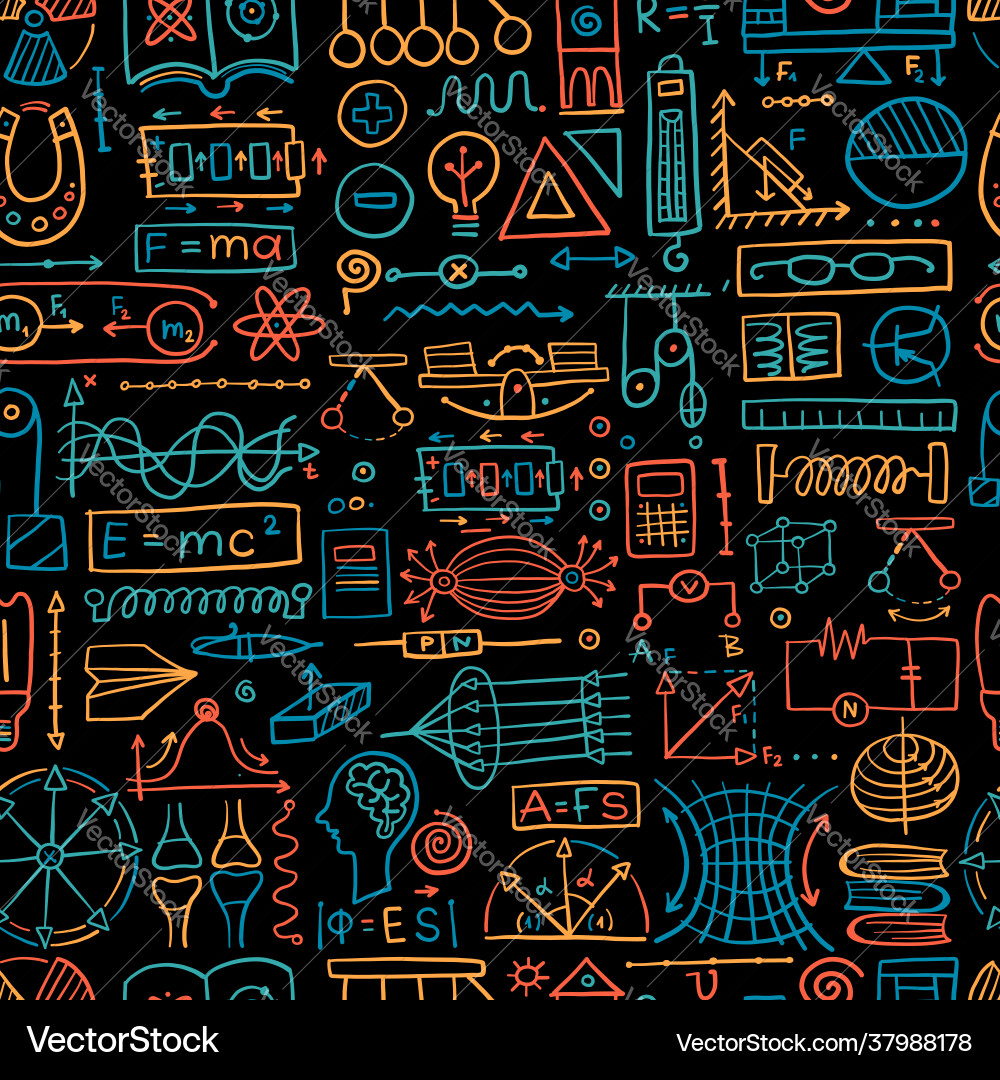 Physics icons sign and symbols seamless pattern Vector Image