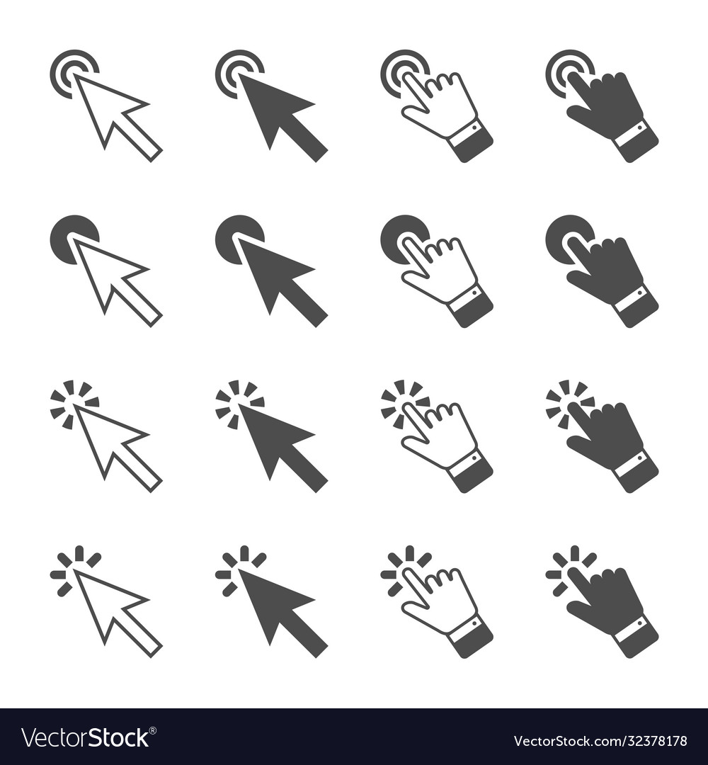 Pointer click icon set Royalty Free Vector Image Pointer click icon set Royalty Free Vector Image
