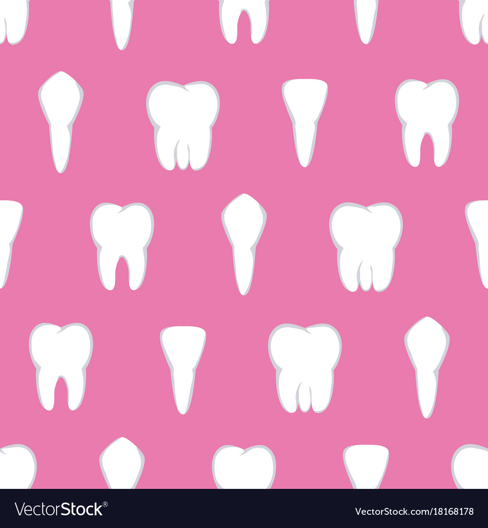 Tooth seamless pattern four different types Vector Image