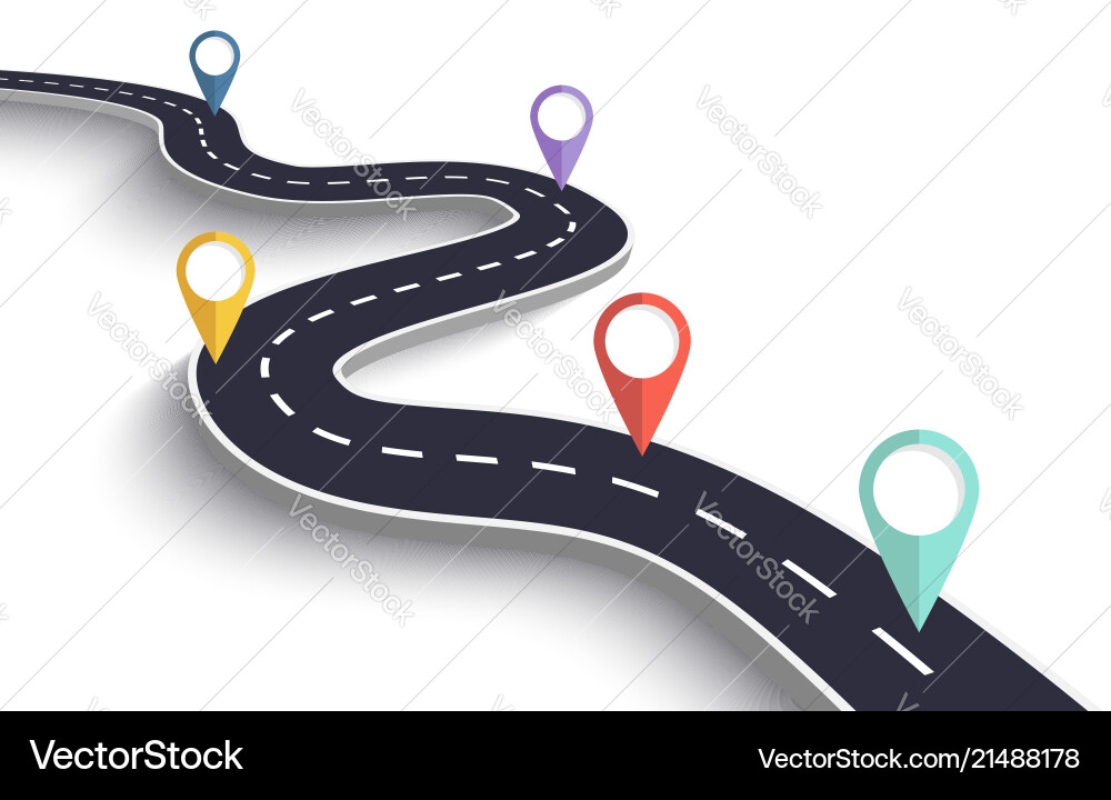 Winding road on a white isolated background road Vector Image