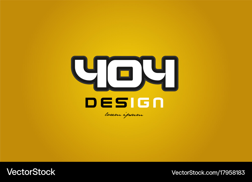 404 number numeral digit white on yellow Vector Image
