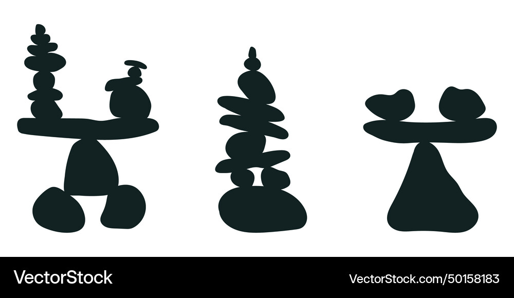 Balance stones balanced pebbles isolated on white Vector Image