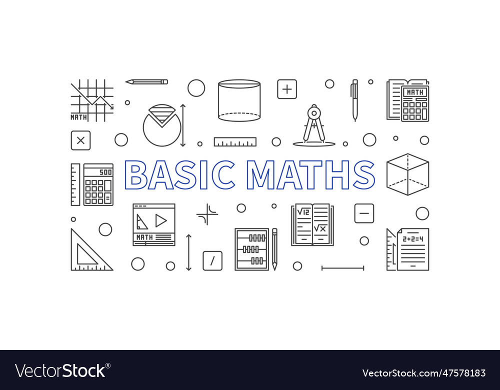 Basic maths concept line horizontal banner - math Vector Image