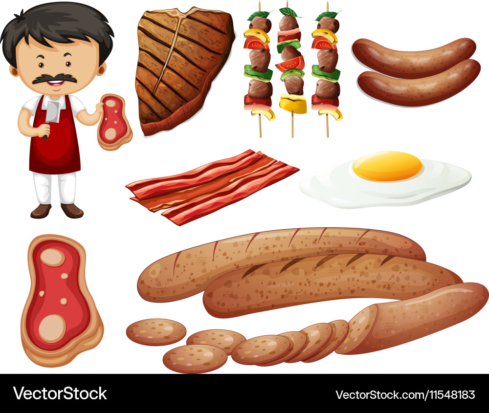 Butcher and meat products Royalty Free Vector Image