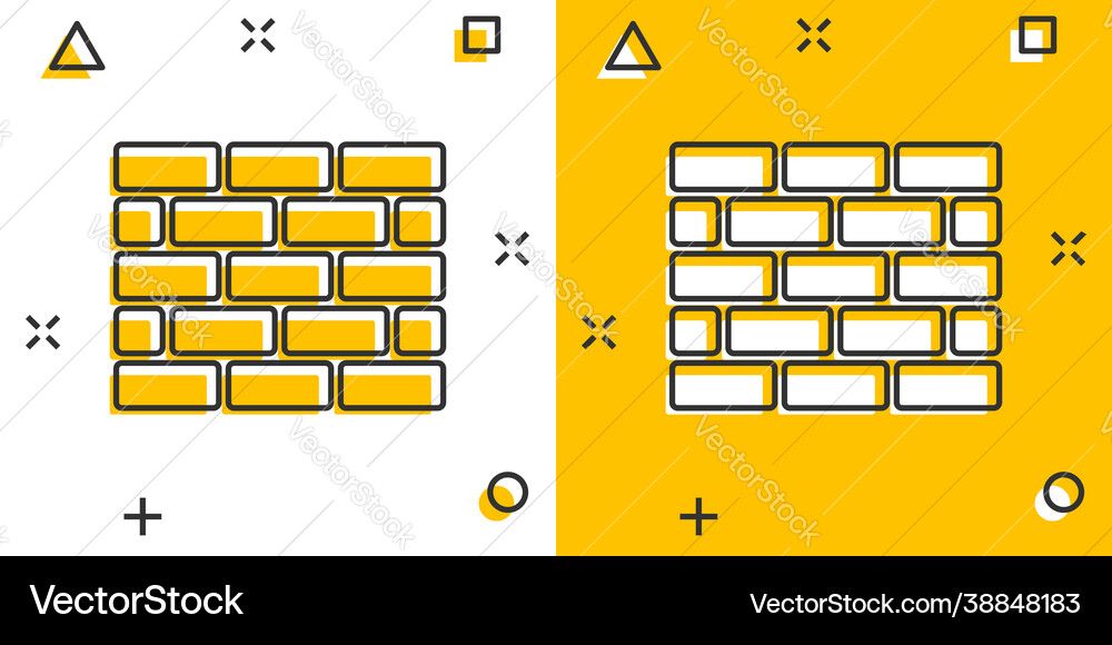 Cartoon wall brick icon in comic style sign Vector Image