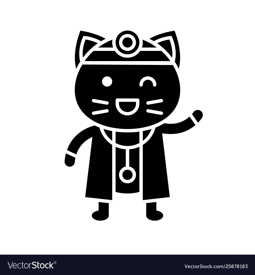 Cute cat avatar solid icon Royalty Free Vector Image