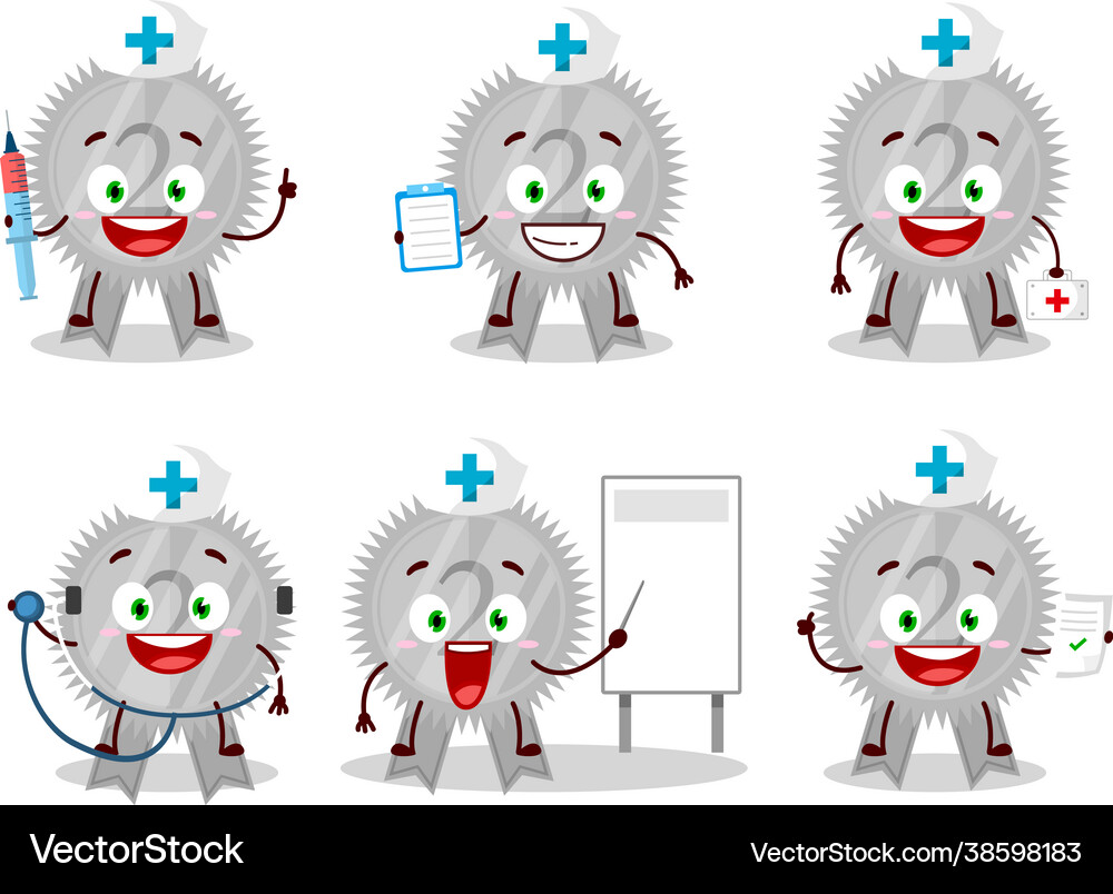 Doctor profession emoticon with silver medals Vector Image