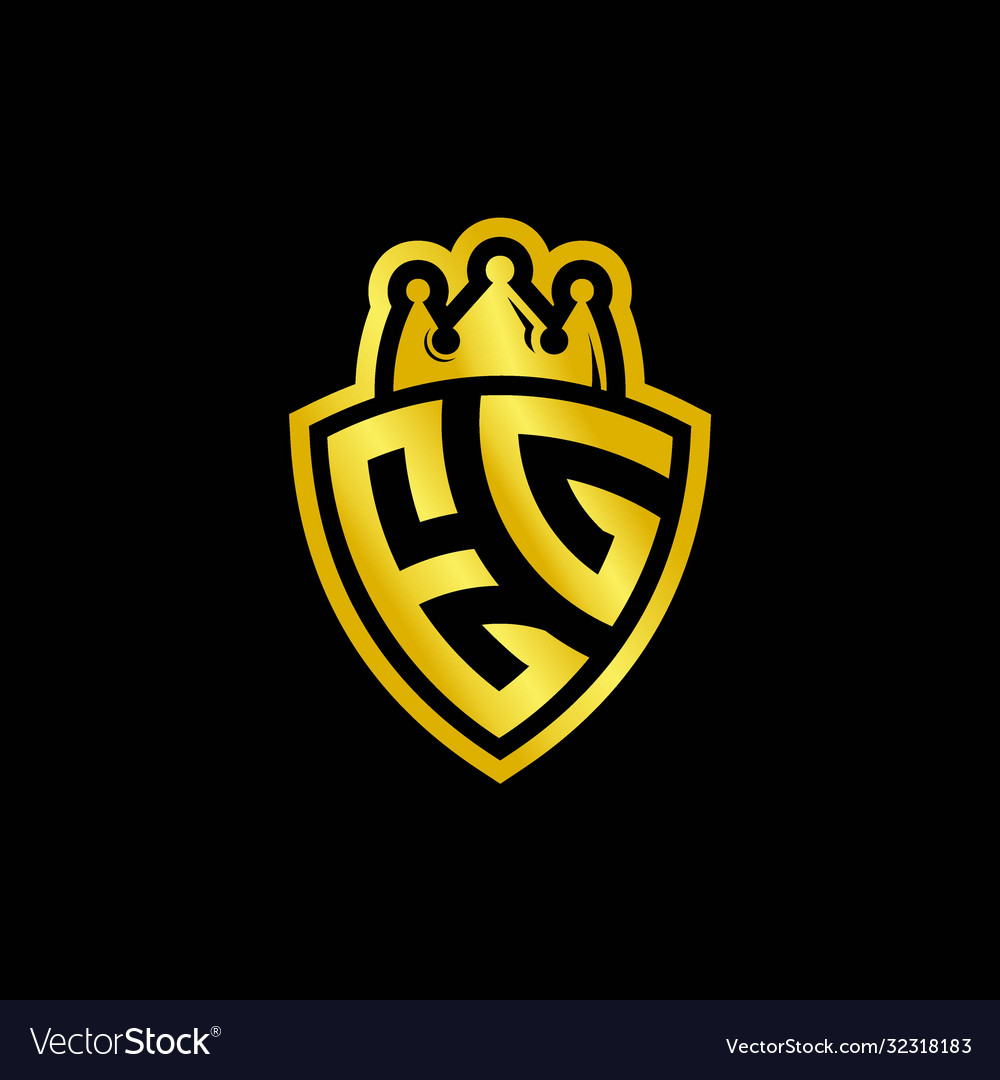 Eg monogram logo with shield and crown style Vector Image