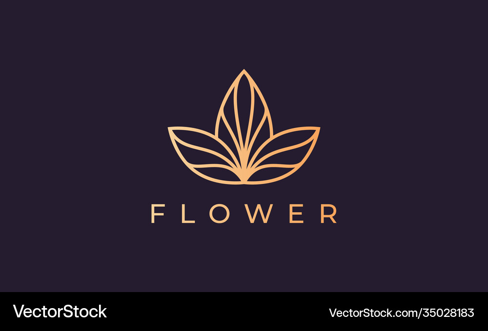 Elegant Gold Flower Logo Royalty Free Vector Image