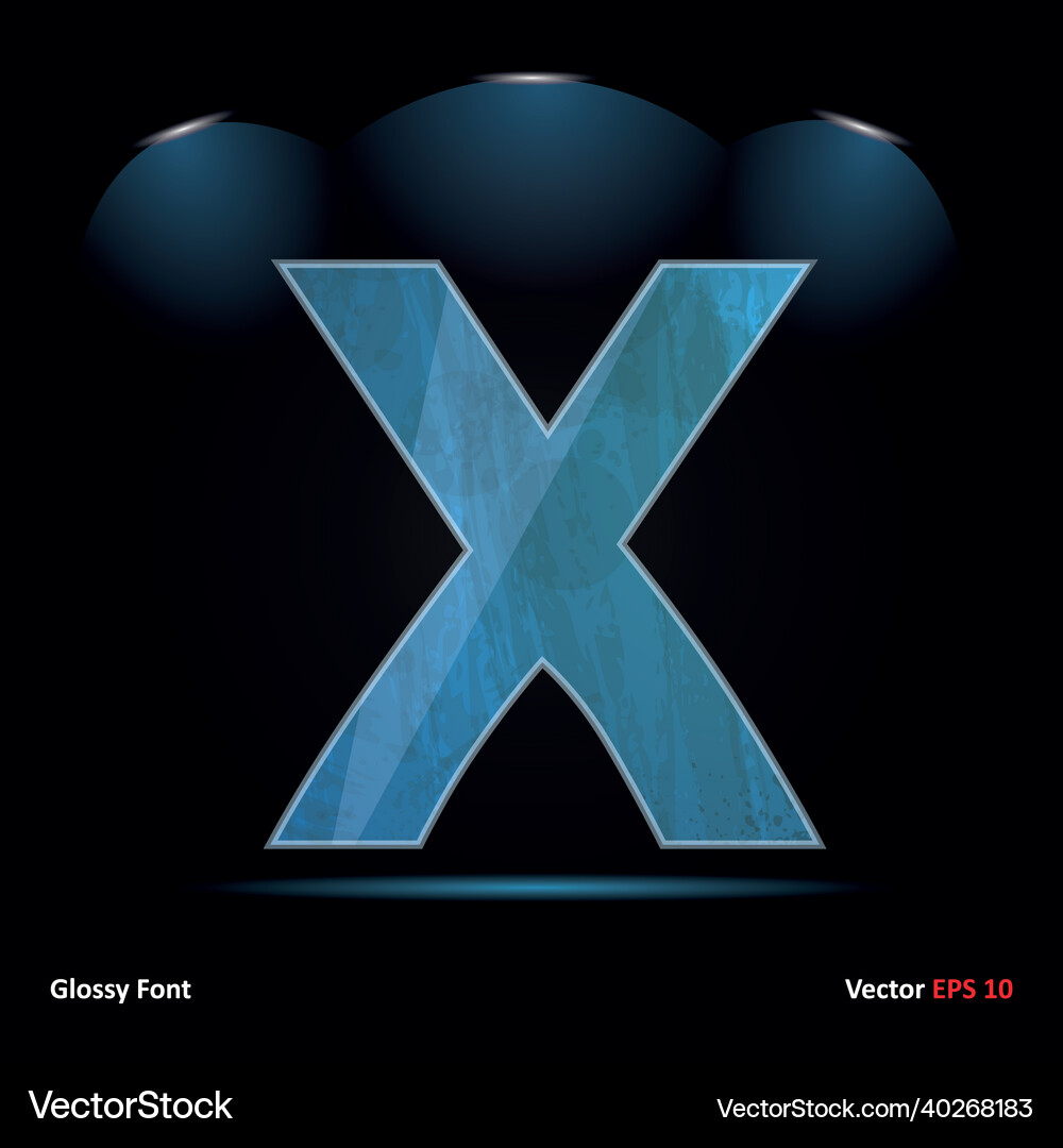 Glossy grunge font letter x dark Royalty Free Vector Image