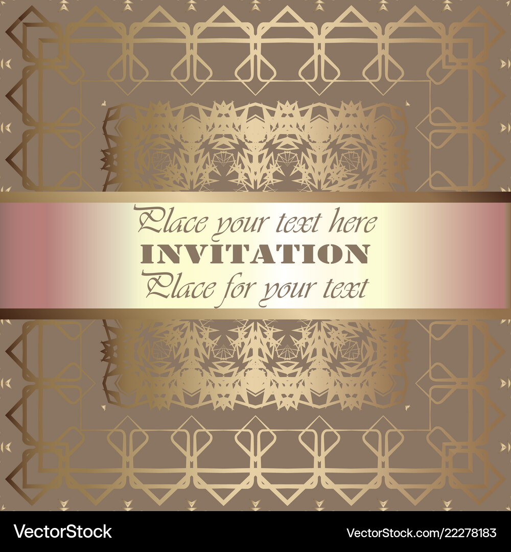 Golden invitation vintage floral pattern Vector Image