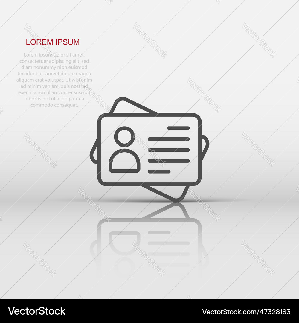 Id card icon in flat style identity tag on white Vector Image