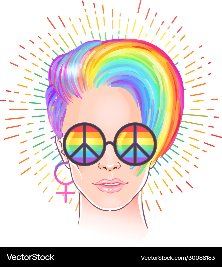 Portrait a young pretty woman with short pixie Vector Image