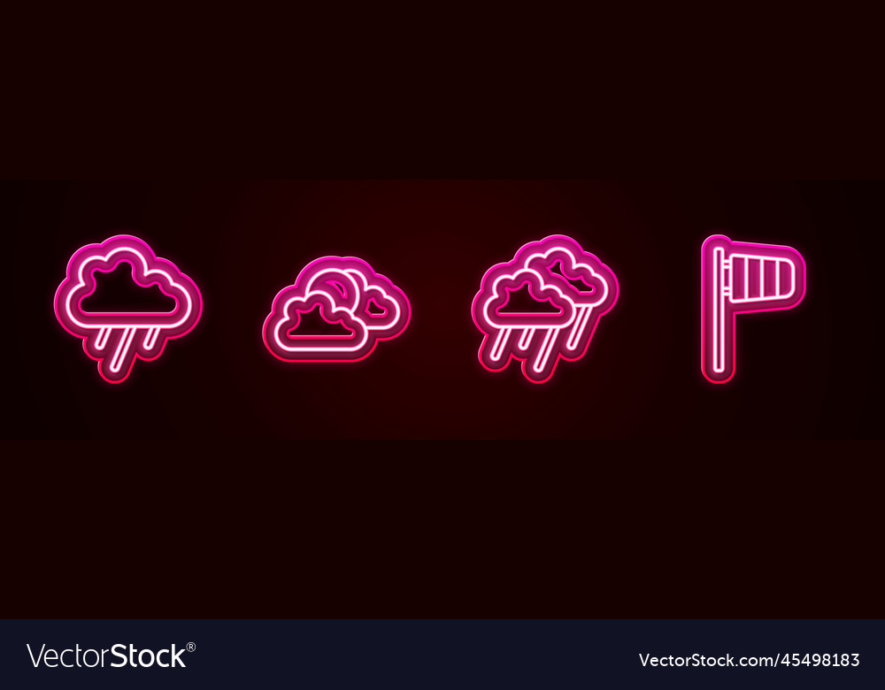 Set line cloud with rain sun and cloud weather Vector Image