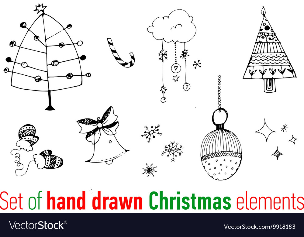 Set of hand drawn christmas doodles Royalty Free Vector