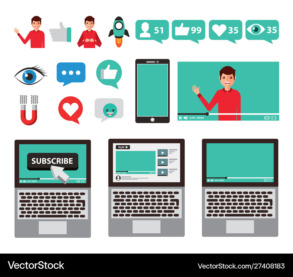 Social media and multimedia icon set design Vector Image