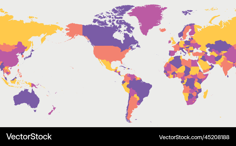 America centered map of world Royalty Free Vector Image
