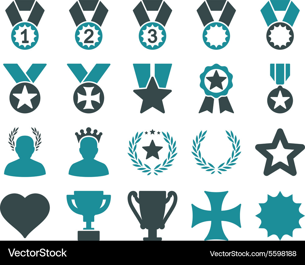 Competition success bicolor icons Royalty Free Vector Image