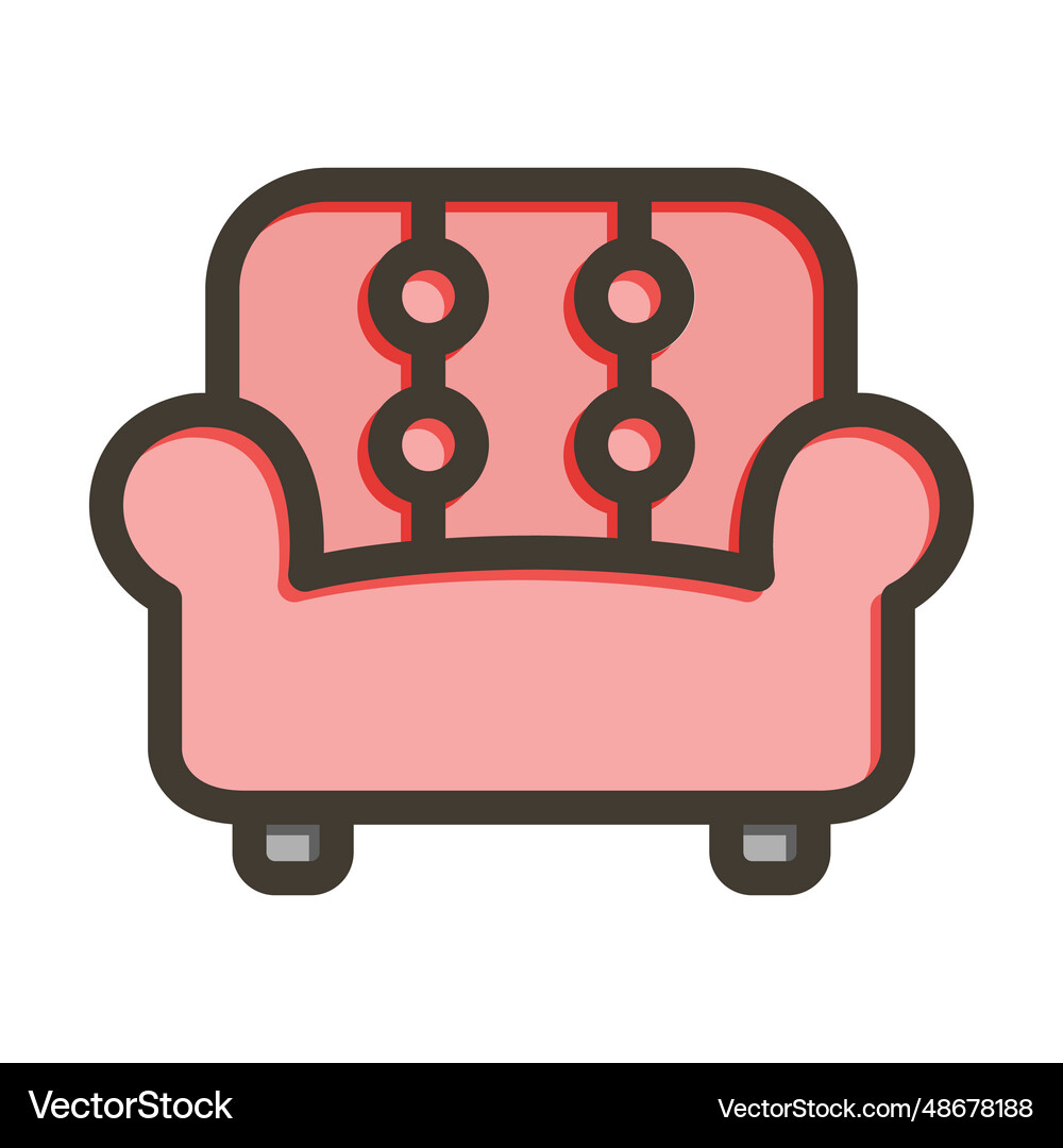 Couch thick line filled colors icon for personal Vector Image