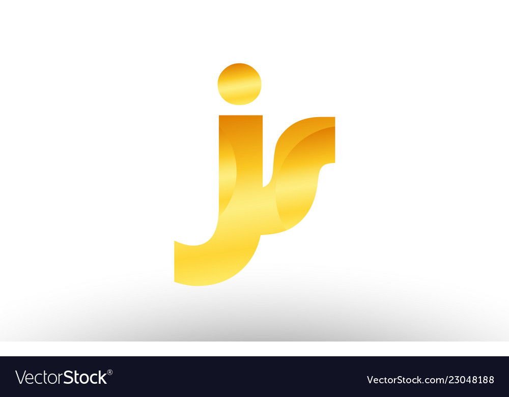 Gold golden metal gradient js j s alphabet letter Vector Image
