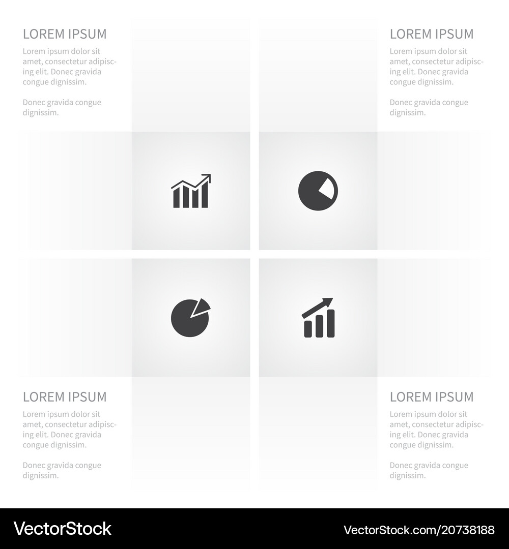 Icon chart set of progress increase pie bar and Vector Image