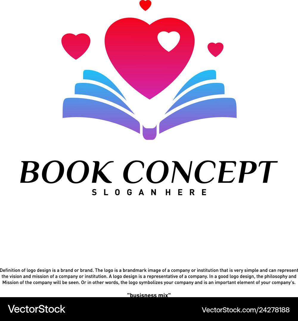Love book logo concept heart learning education Vector Image