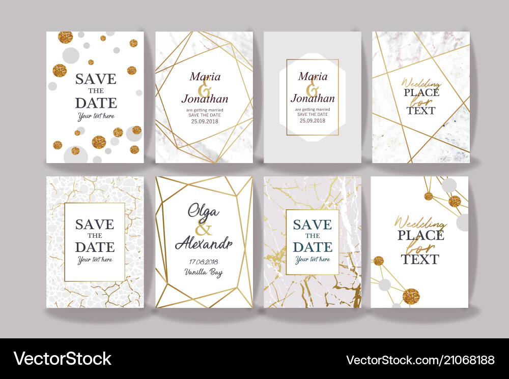 Marble gold texture card wedding invitation Vector Image