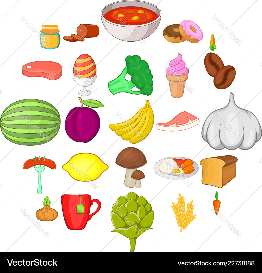 Ration icons set cartoon style Royalty Free Vector Image